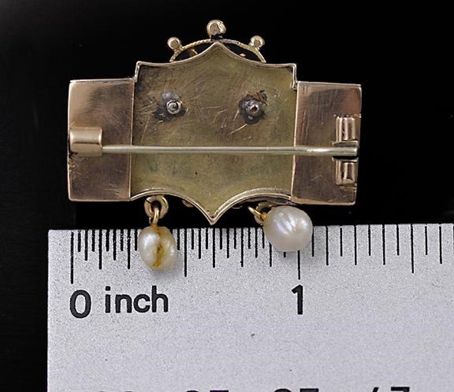 Elegant Old Victorian 14k Gold Black Enamel Pearl Dangle Pin - Etsy