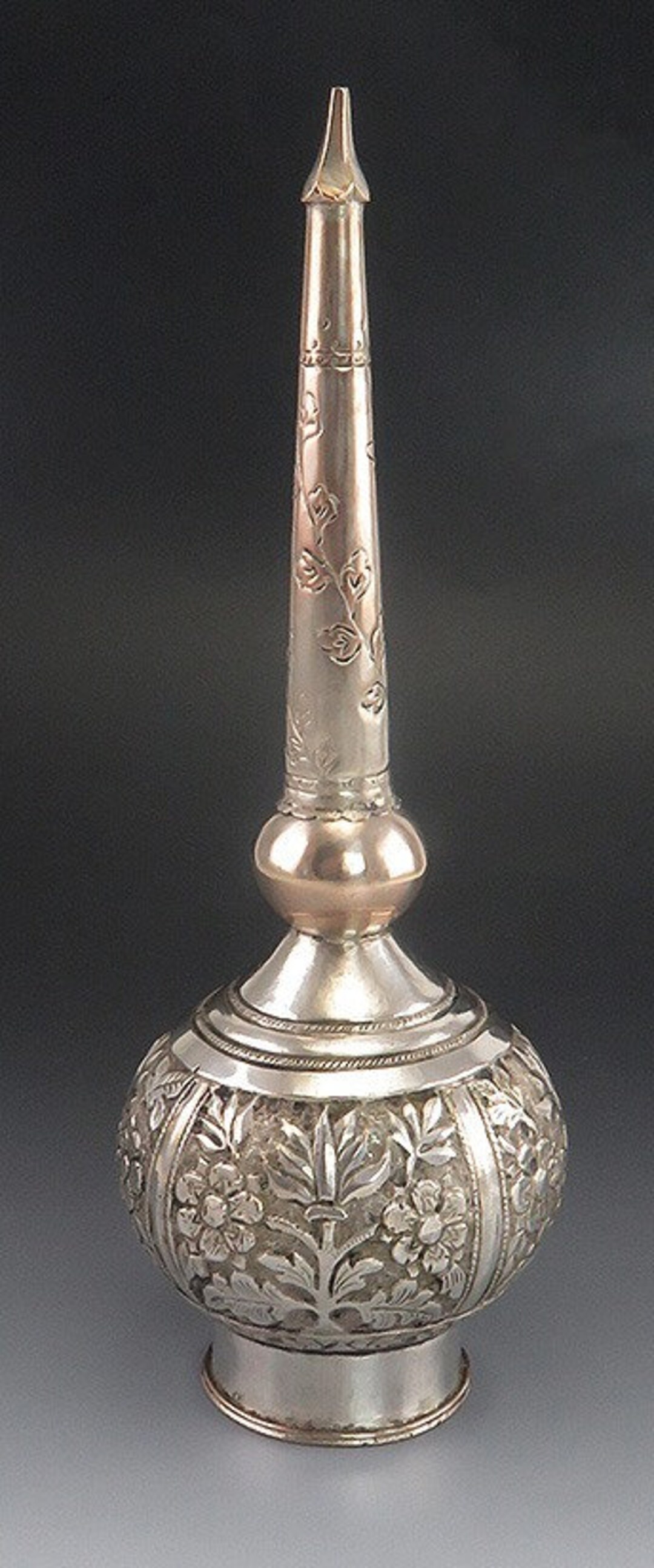 Antique Indian or Thai Silverplate Rose Water Bottle - Etsy
