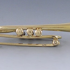 14k Gold Trumpet Pin/brooch W/moving Buttons - Etsy