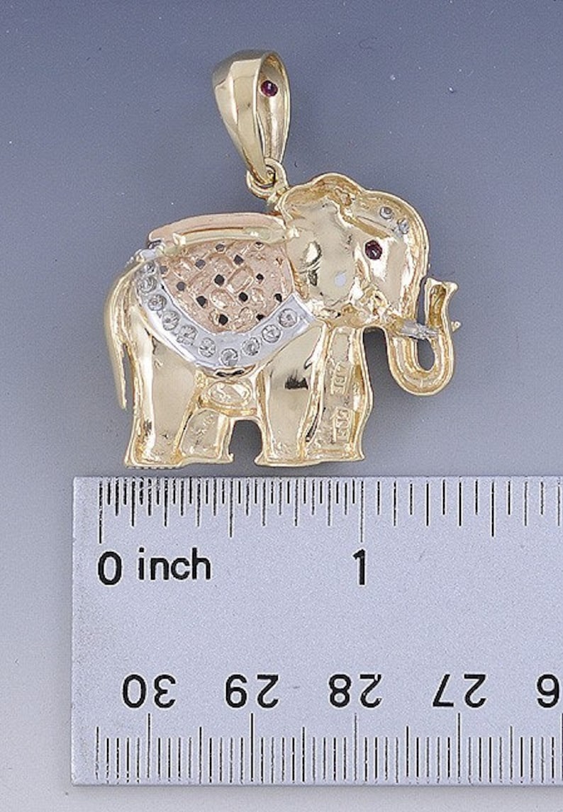 Charming Multi Color 14k Gold Diamond & Ruby Elephant Pendant - Etsy