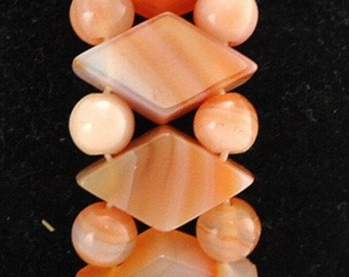 Genuine Striated Agate Stone Beaded Bracelet Peach/orange - Etsy