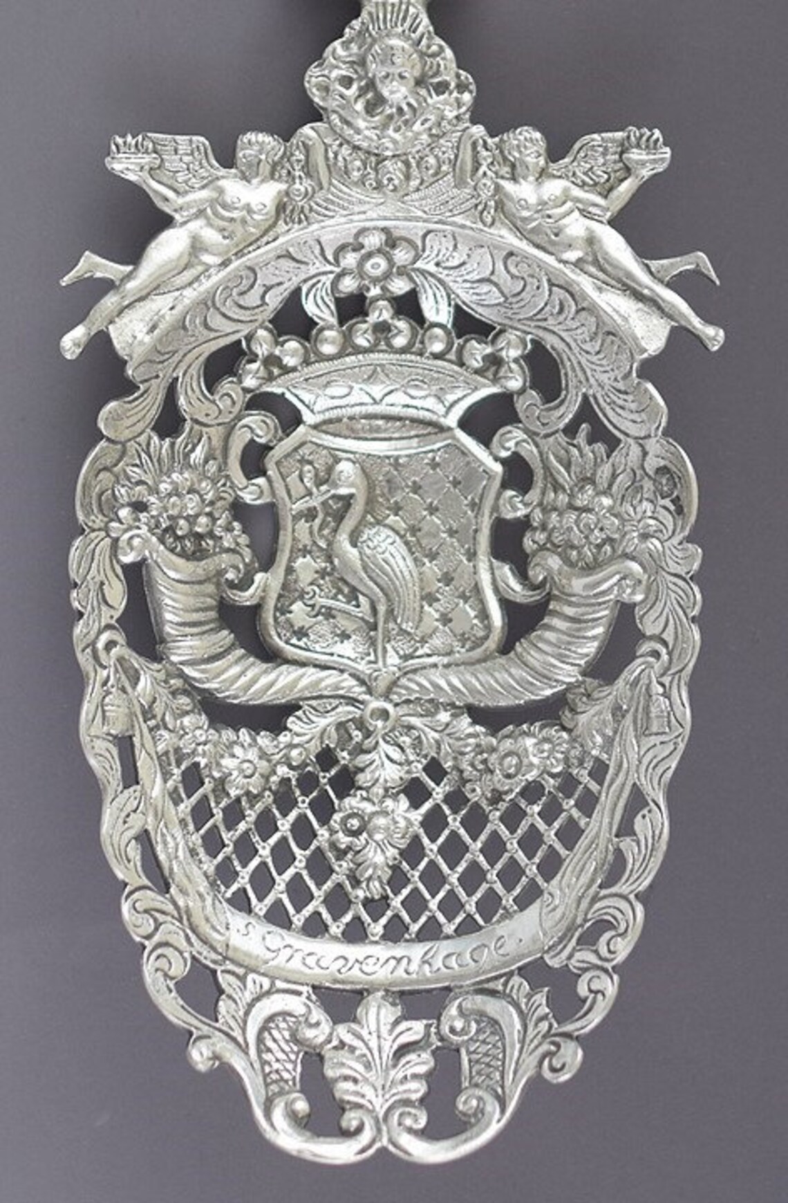 1891 Wonderful Dutch .833 Silver Large Serving Spoon W Windmill Handle ...