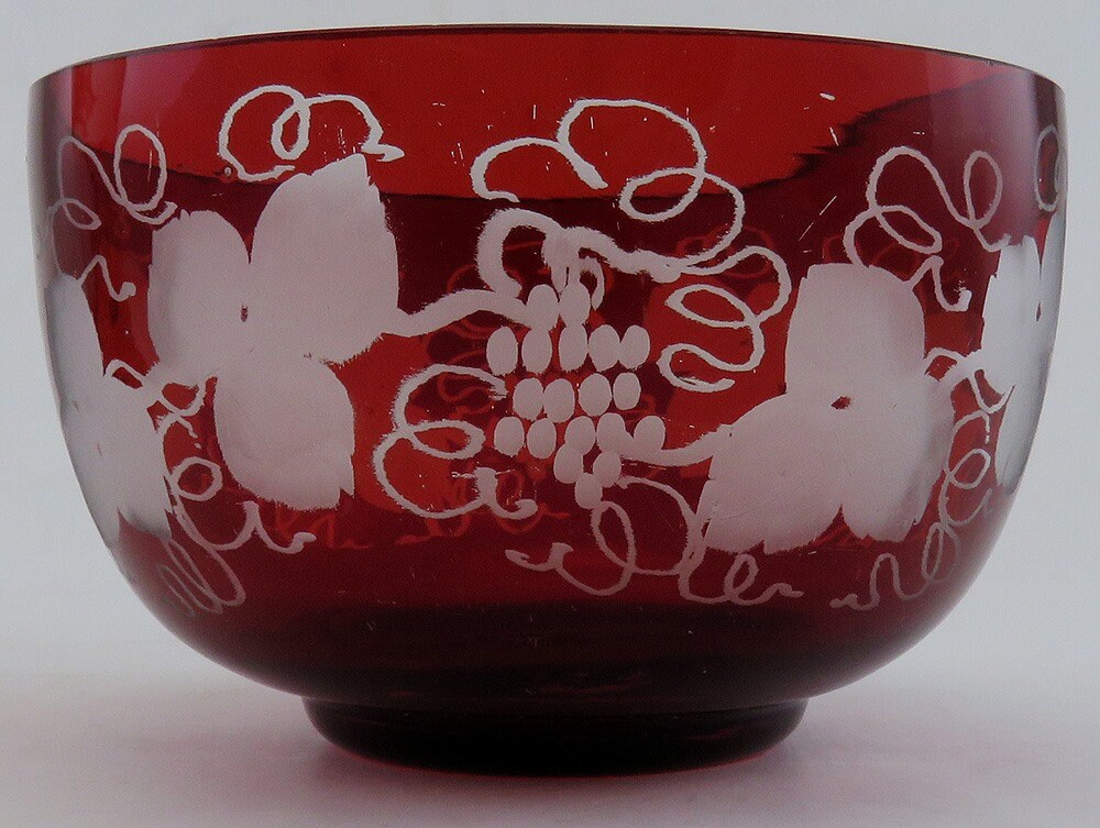 Antique 19th Century Bohemian Red Crystal Glass Grape Vine | Etsy