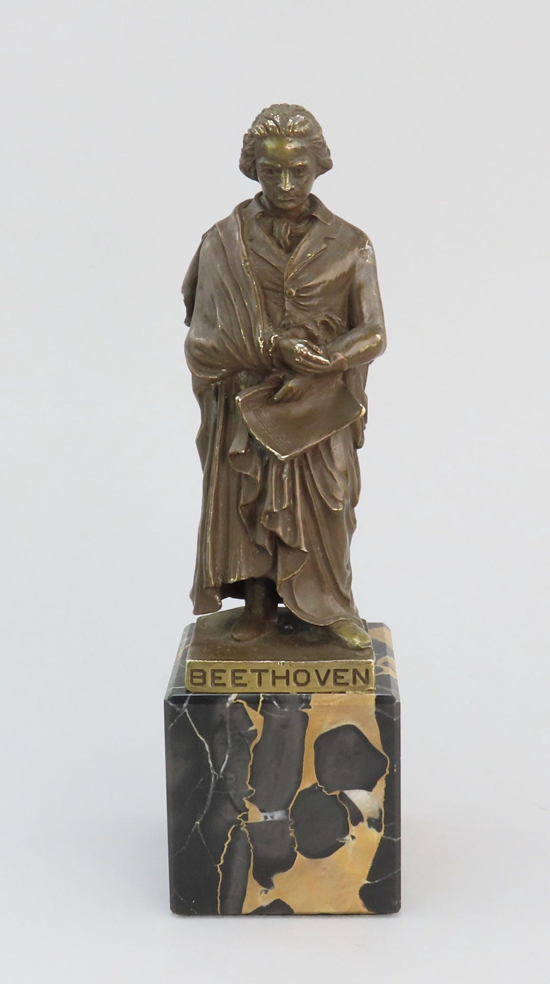 C1890 Small Beethoven Bronze Statue Marble Base Signed Corsini 8 1/2 ...