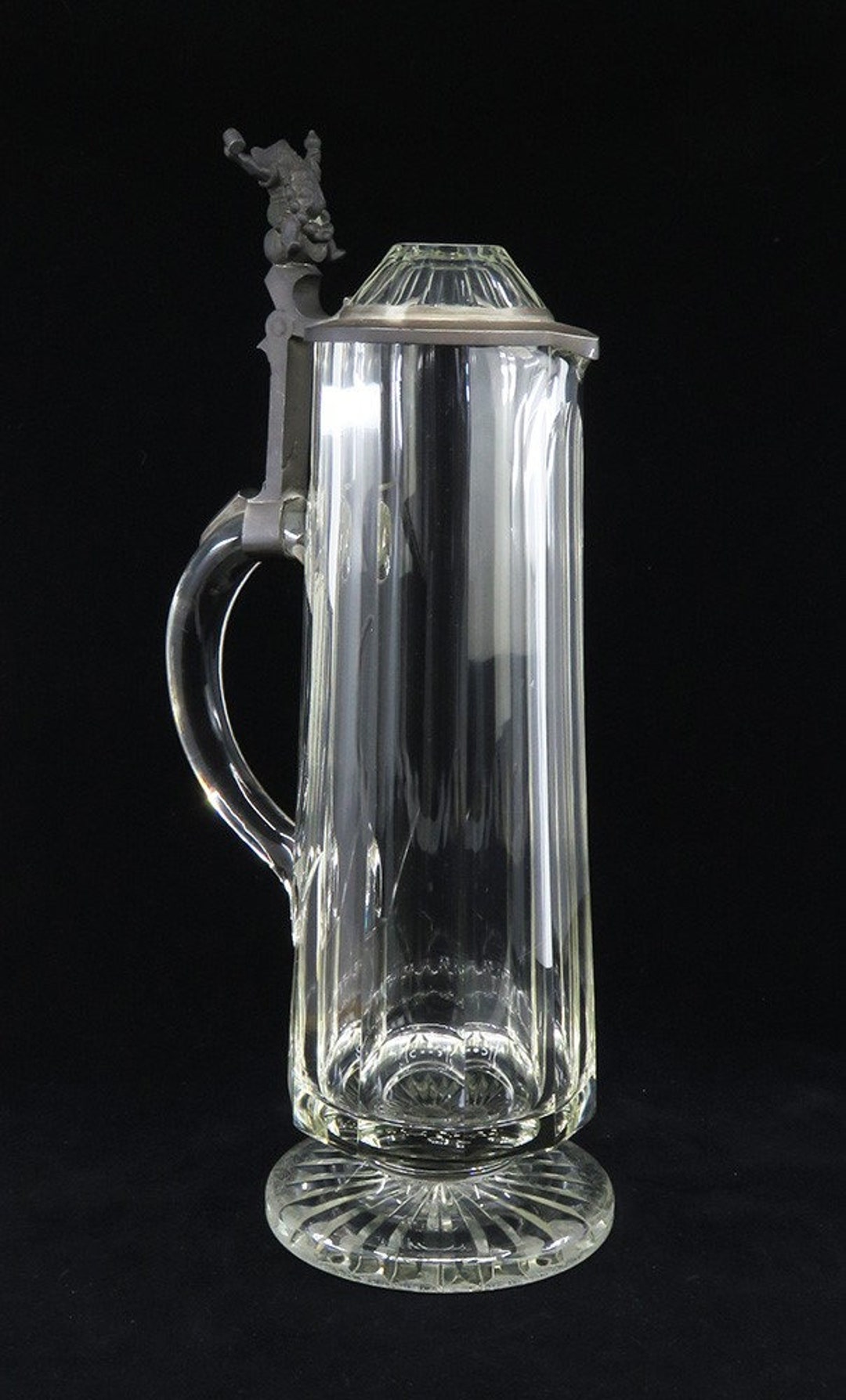Impressive C1880s German Cut Glass Crystal Pewter Lid 1.5L Andvari ...