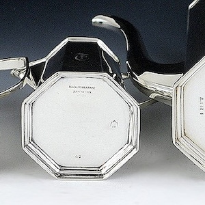 Excellent Quality 3 Pc Octagonal Sterling Silver Tea Set Black Starr ...