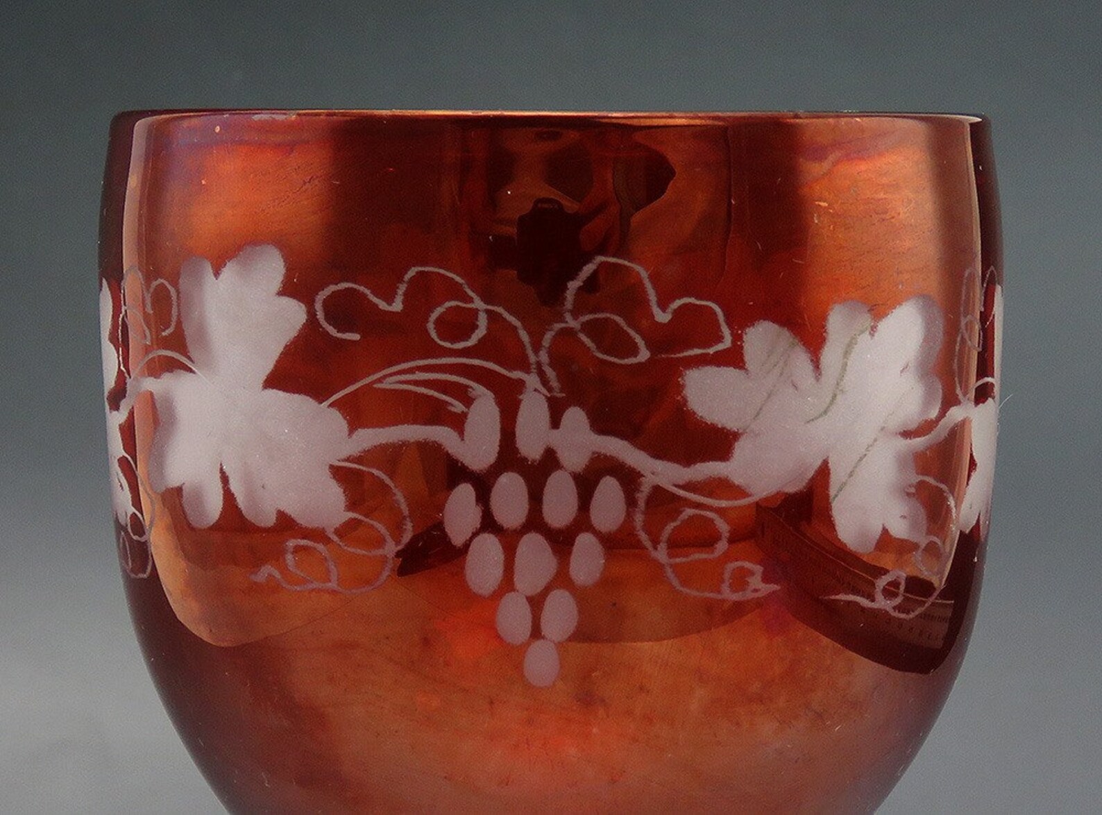 C1860-1910 Ruby Flash Glass Goblet W Grape Cluster Vine Motif - Etsy