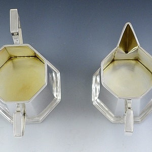 Excellent Quality 3 Pc Octagonal Sterling Silver Tea Set Black Starr ...