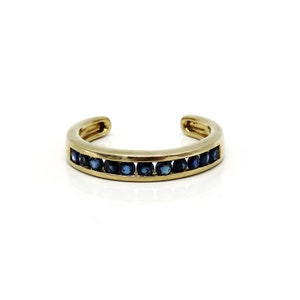 14k Yellow Gold Channel Set ~.40ct Sapphire Anniversary Band Open Back ...