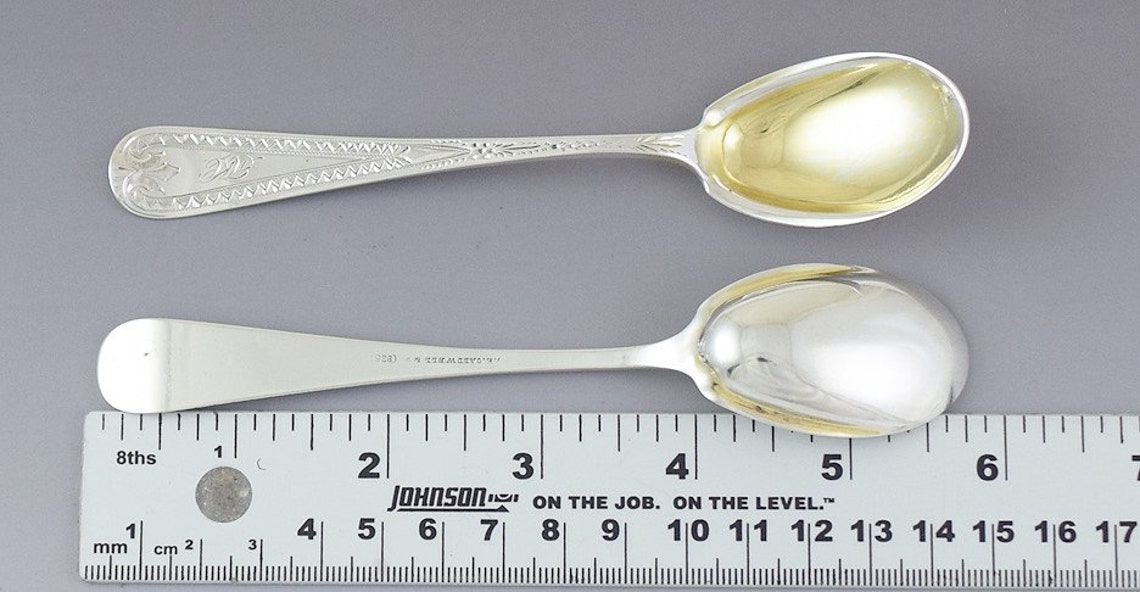 Great Set 12 Antique American Sterling Silver Bright Cut Dessert Spoons ...