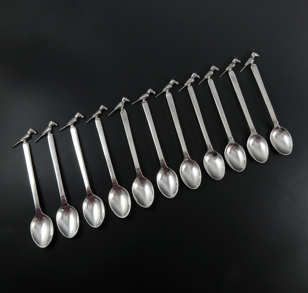 11 Vintage Handmade Peruvian Sterling Silver Parrot Top Demitasse ...