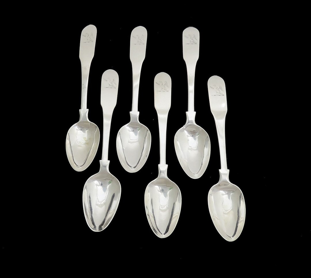 6 Great Coin Silver Coffee Spoons Eagle Crest Samuel Williamson 6 ...