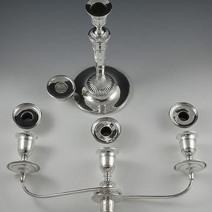 Pair Antique 1790 English Sterling Silver 3 Candle Candelabra ...