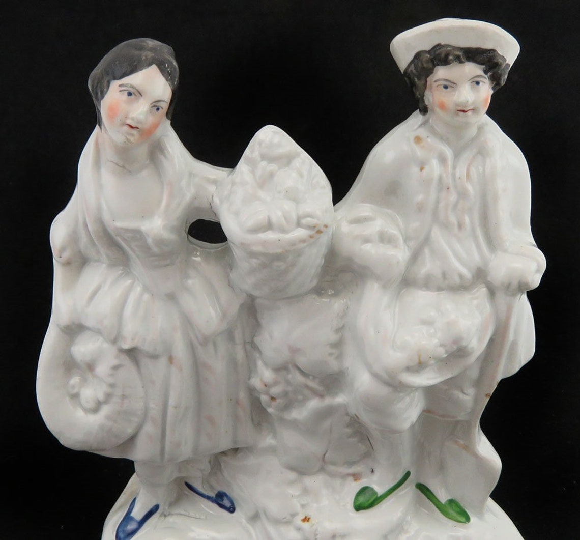 Antique C1860 English Staffordshire Porcelain Man & Woman Figurine - Etsy