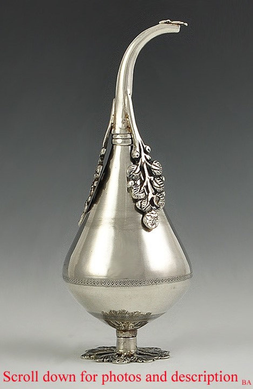 Antique Turkish Silver Oil Bottle With Leaf Decorations - Etsy
