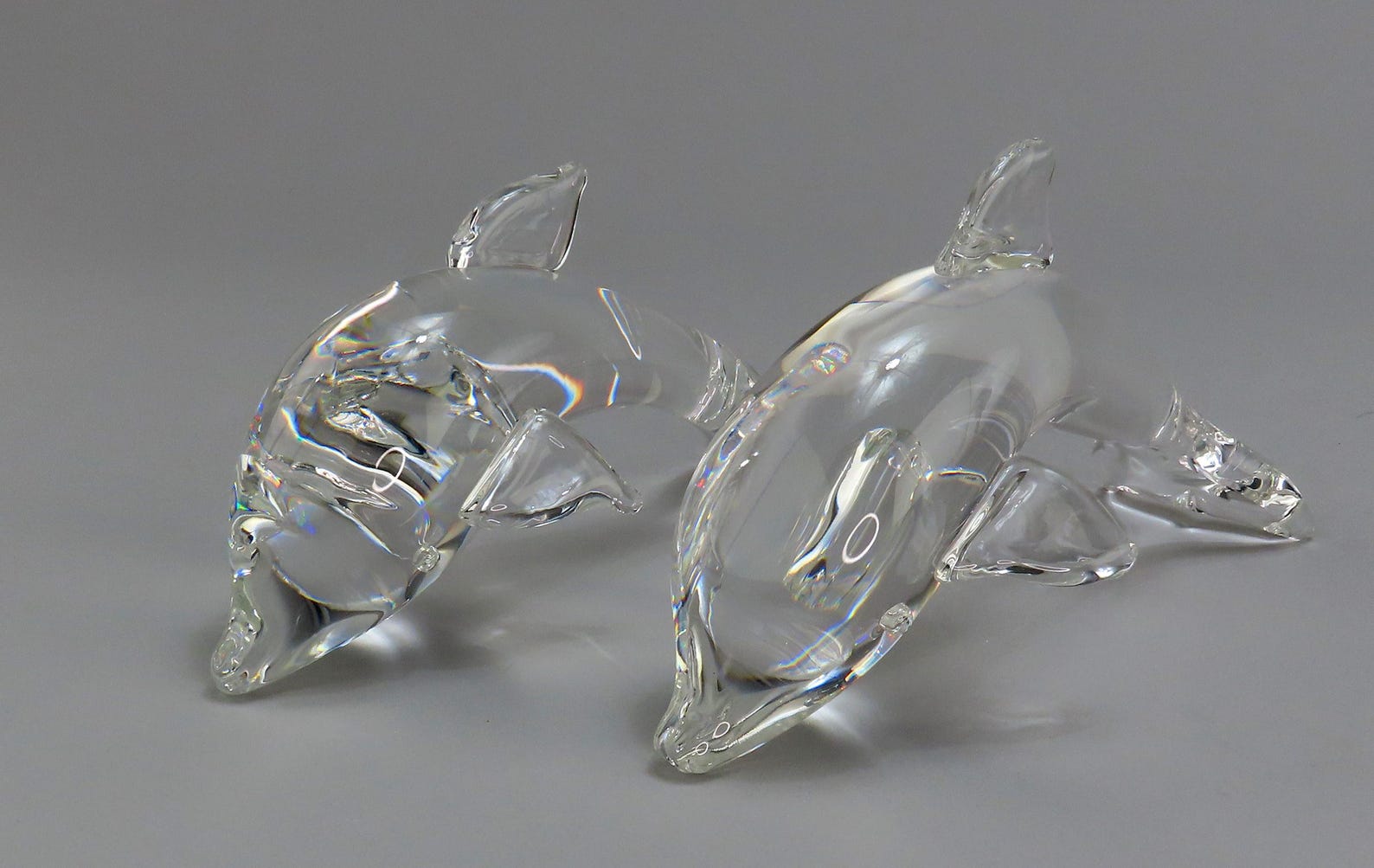 Fine Pair VTG Steuben Art Glass Dolphins Porpoises 8125 Lloyd Atkins ~6 ...