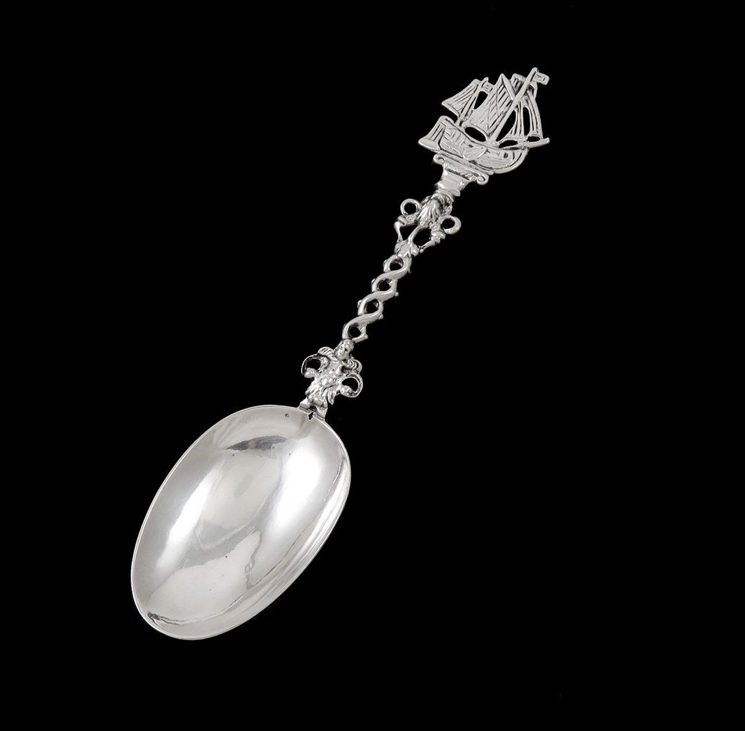 Antique 1890s German Hanau Silver Dutch Colonial War Ship Boat Serving ...