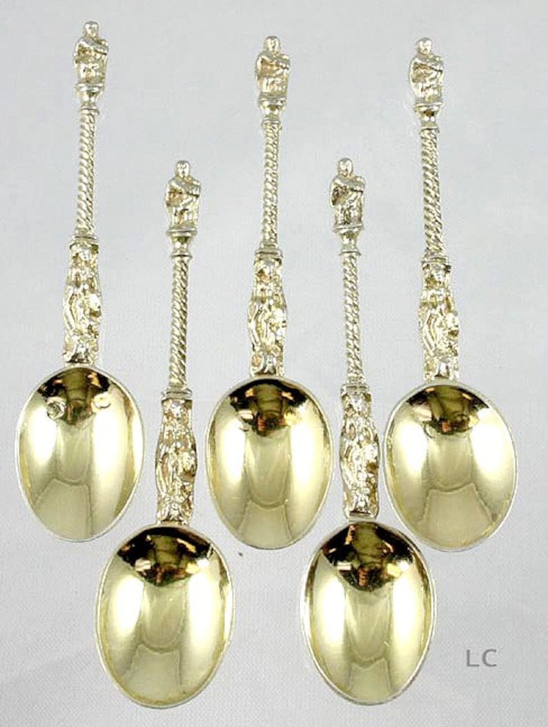 5 Antique 19th Century Gilt Silver Apostle Saint Spoons 4 - Etsy