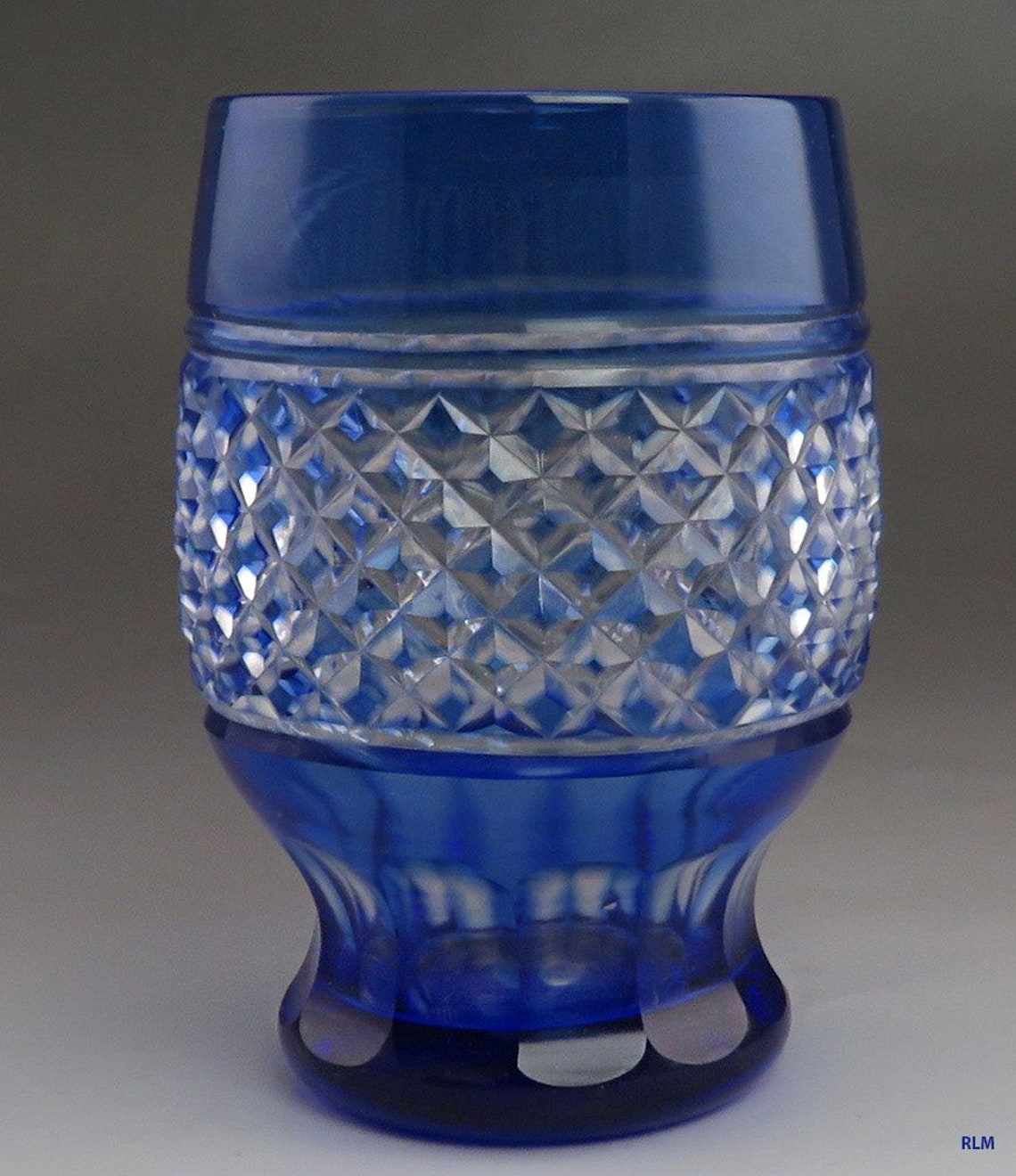 12 Antique Cobalt Blue Cut to Clear Diamond Pattern | Etsy