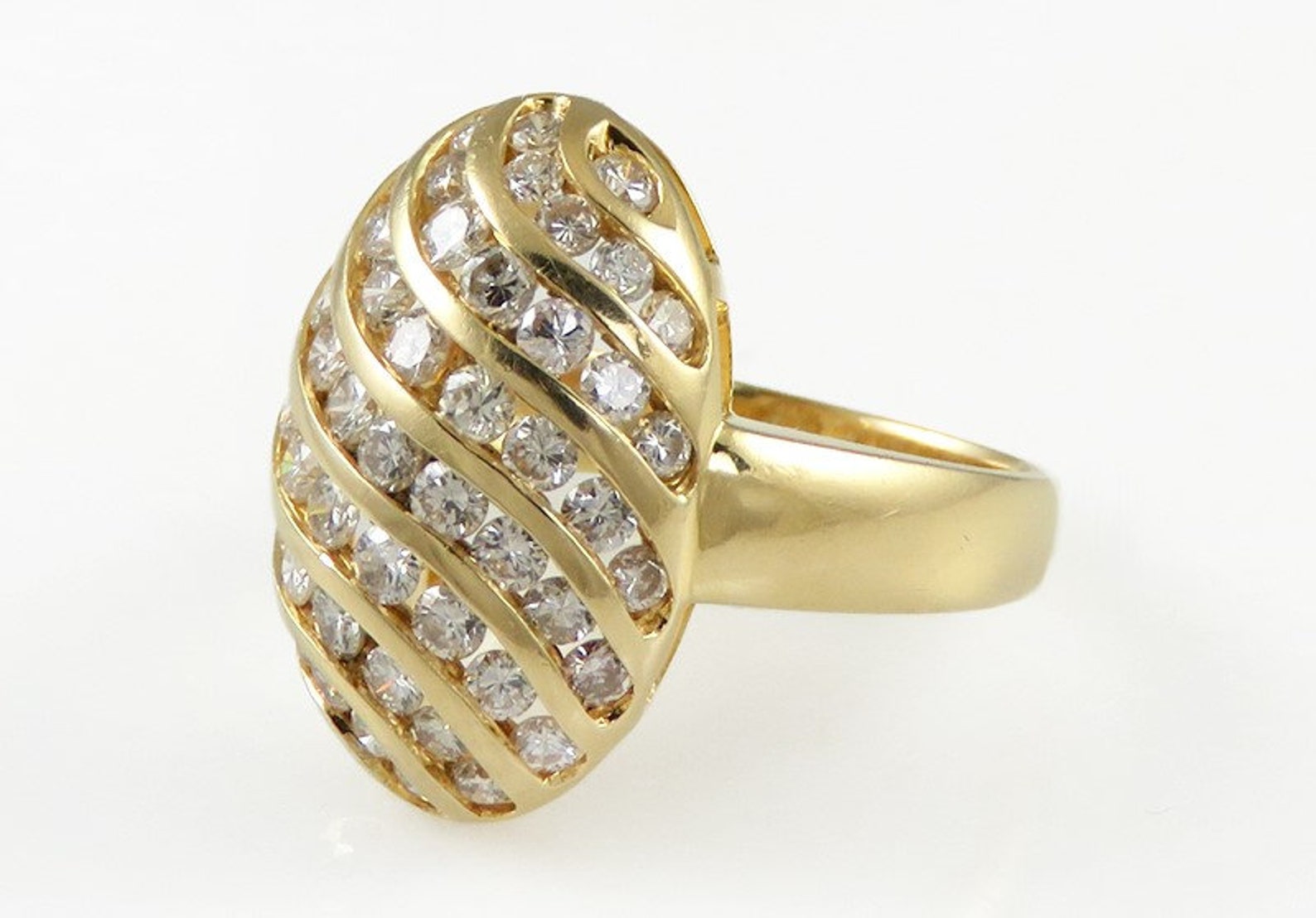 Gorgeous 18K Yellow Gold & Diamond Statement Ring 1.5-1.75 - Etsy
