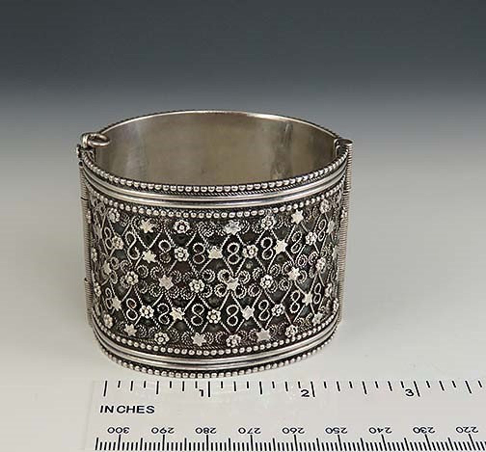 Lovely Indian or African Tribal Silver Filigree 2" Wide Cuff Wedding ...