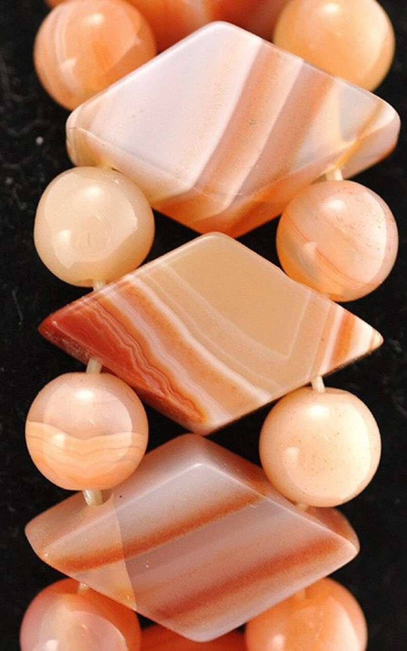 Genuine Striated Agate Stone Beaded Bracelet Peach/orange - Etsy