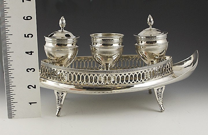 Antique Mid 1800s German Silver Footed Inkwell Pen Holder Desk Set - Etsy