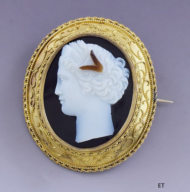 Italian Antique Mid 1800's Carved Hard Stone Cameo 14K - Etsy