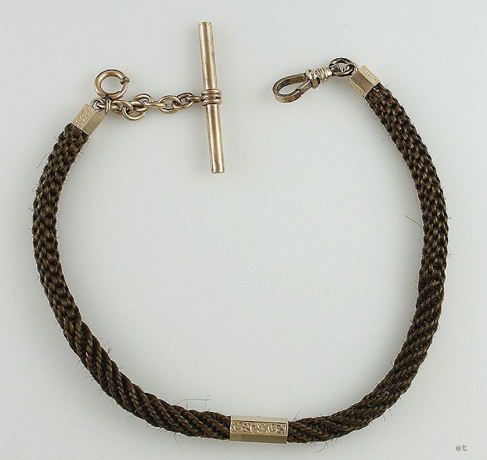 American Victorian Hair Memorial 10k Gold Watch Chain - Etsy