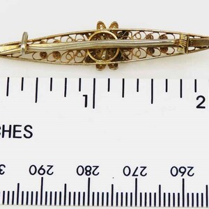 Antique Victorian Gilded Sterling Silver Filigree Wire Flower Bar Pin ...