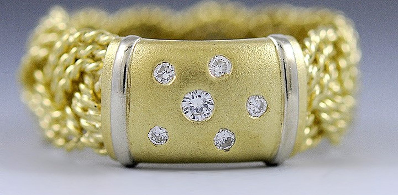 Modern Pretty 18K Gold Wire Work & Diamond Ring | Etsy