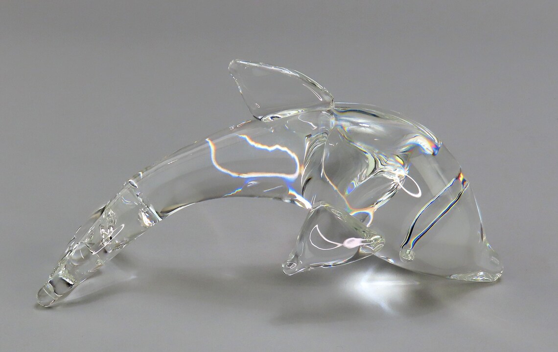 Fine Pair VTG Steuben Art Glass Dolphins Porpoises 8125 Lloyd Atkins ~6 ...