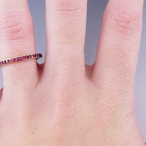Elegant 14k Gold Synth Ruby Eternity Band Ring Sz 8 - Etsy