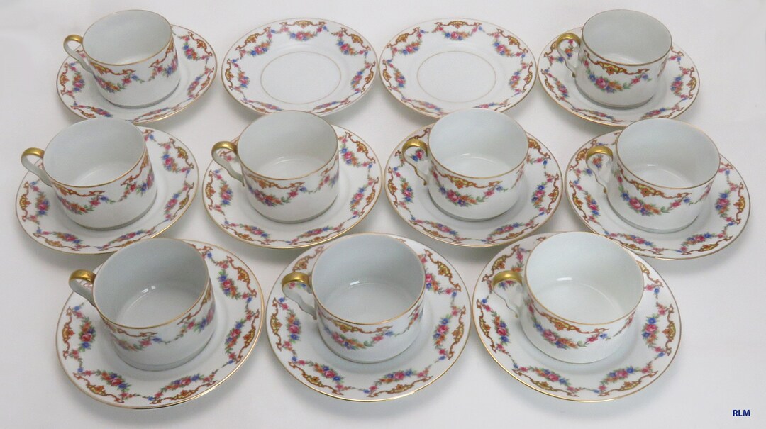 20pc Beautiful Set Czech Epiag Floral 9 Tea Cups 11 Saucers 9561 - Etsy