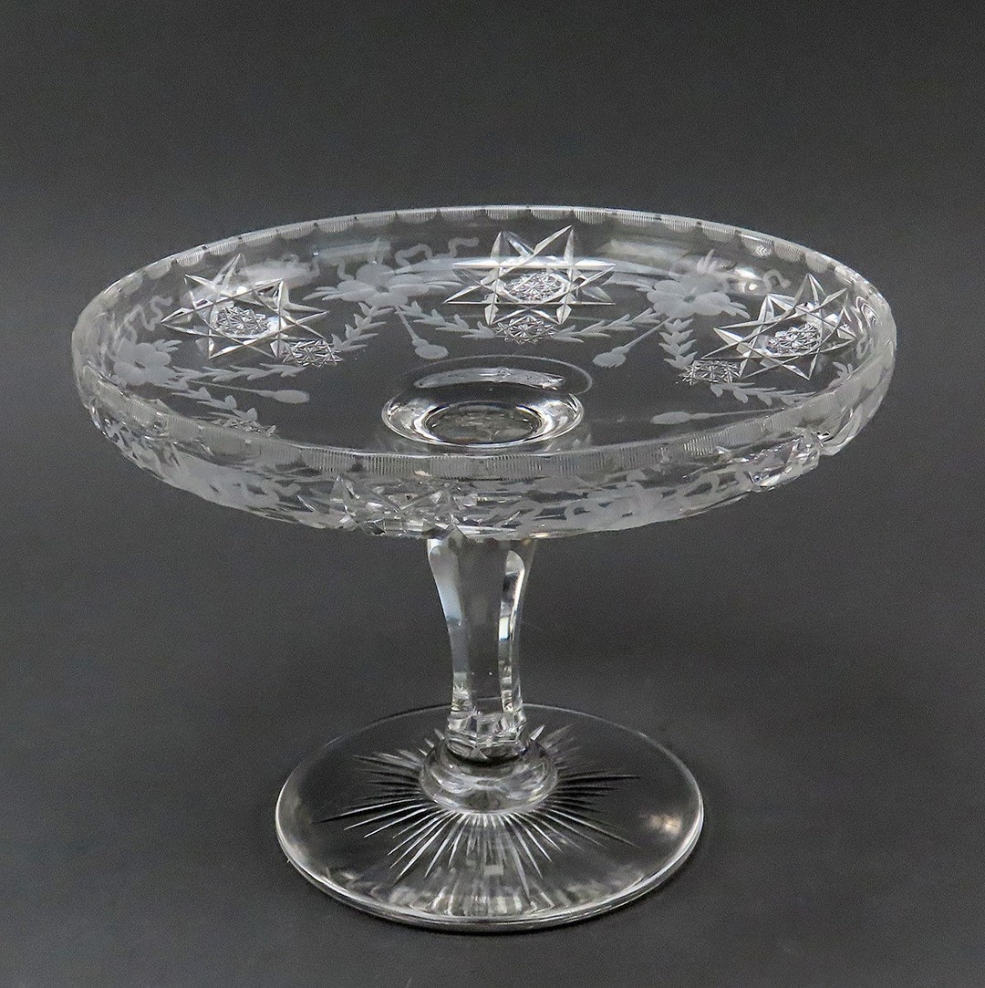 Lovely Hawkes ABP Cut and Etched Floral Flower Tazza Pedestal Bowl - Etsy