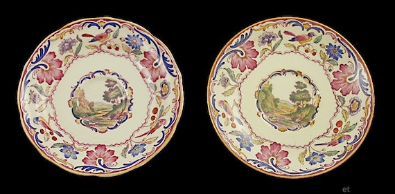 2 English Spode's Gobelin Pattern Porcelain Saucers | Etsy
