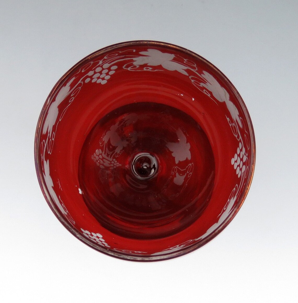 C1860-1910 Ruby Flash Glass Goblet w Grape Cluster Vine Motif | Etsy