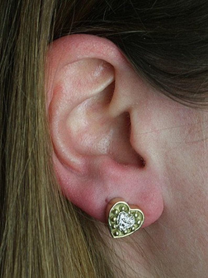 Modern Makur Designs 14k Gold & Diamond Heart Shaped Earrings - Etsy