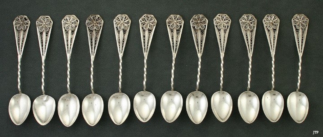 12 Fine Quality Silver Filigree Floral Demitasse Spoons - Etsy
