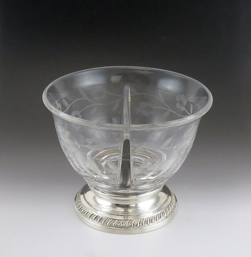 Heisey Divided Glass Bowl With Sterling Silver Base Condiment | Etsy