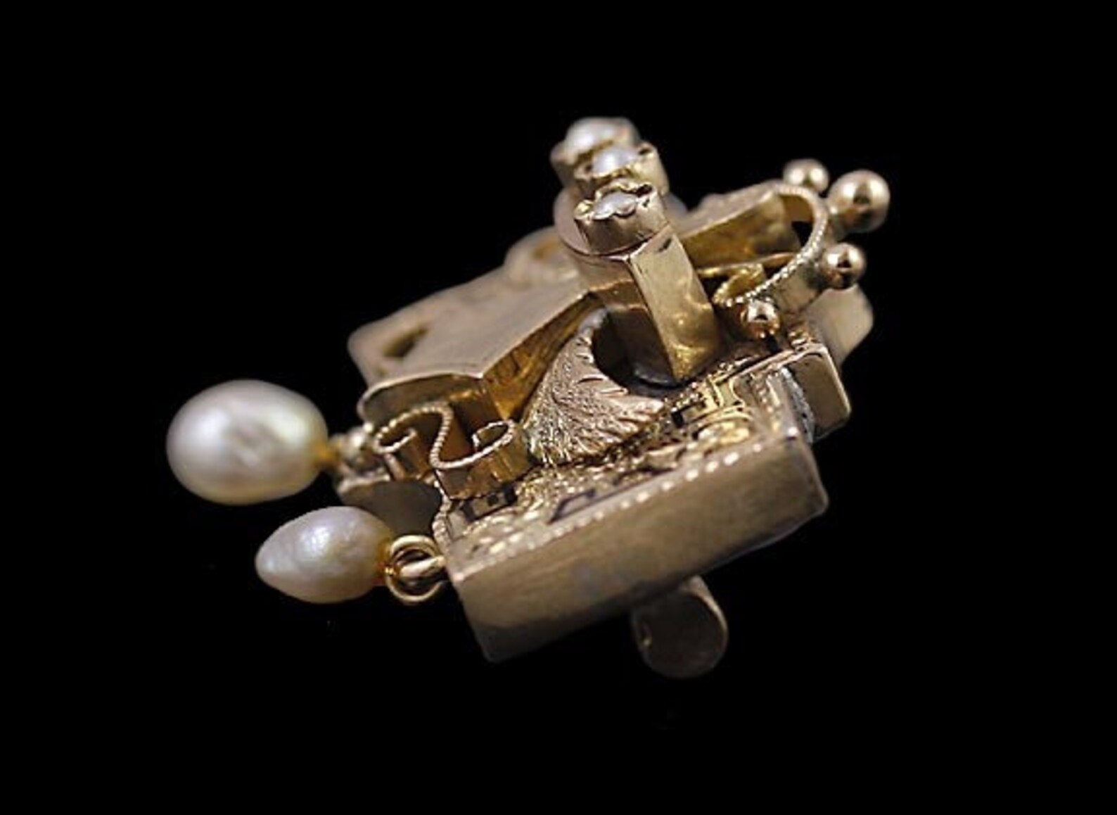 Elegant Old Victorian 14k Gold Black Enamel Pearl Dangle Pin - Etsy