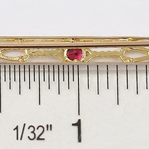 Antique American 10K Yellow Gold Ruby Openwork Bar Pin - Etsy