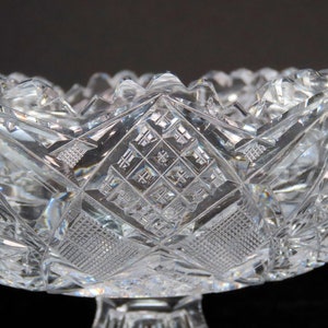 Excellent Signed Clark ABP Cut Glass Compote Pedestal Bowl Small ...