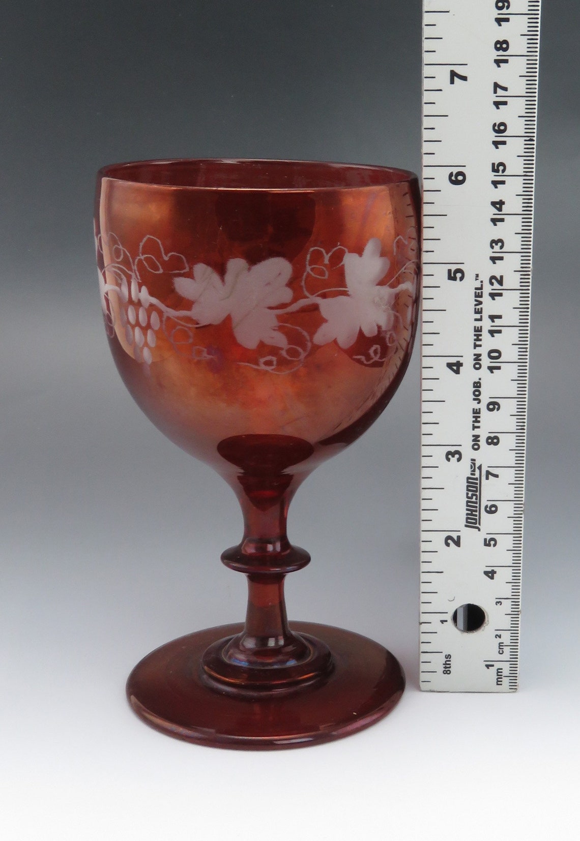 C1860-1910 Ruby Flash Glass Goblet W Grape Cluster Vine Motif - Etsy