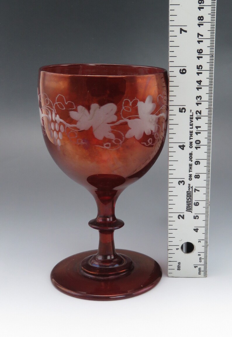 C1860-1910 Ruby Flash Glass Goblet W Grape Cluster Vine Motif - Etsy