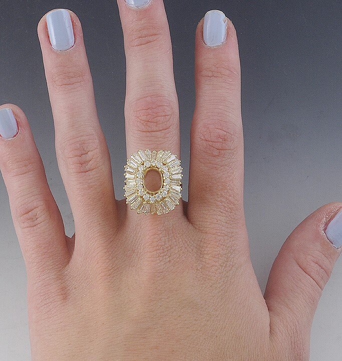 Gorgeous 18k Yellow Gold & Sparkling Diamond Large Ring | Etsy