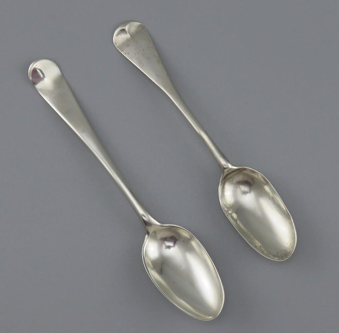 Fine Pair C1740-1765 American Colonial Coin Silver Teaspoons Coffee ...