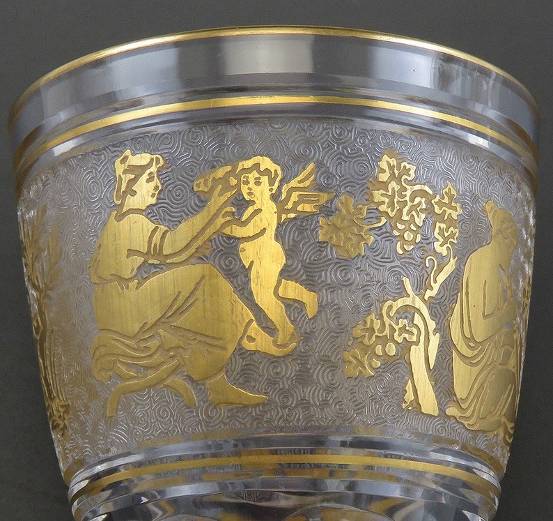 9 Val St Lambert Danse De Flore Gold Crystal Glass Small Wine | Etsy