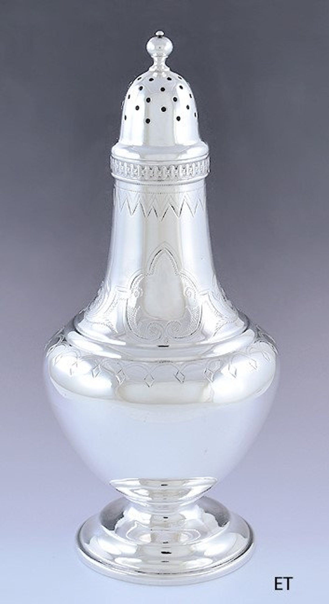 C1860s Fab American Sterling Silver Bright Cut Engraved Large Shaker ...