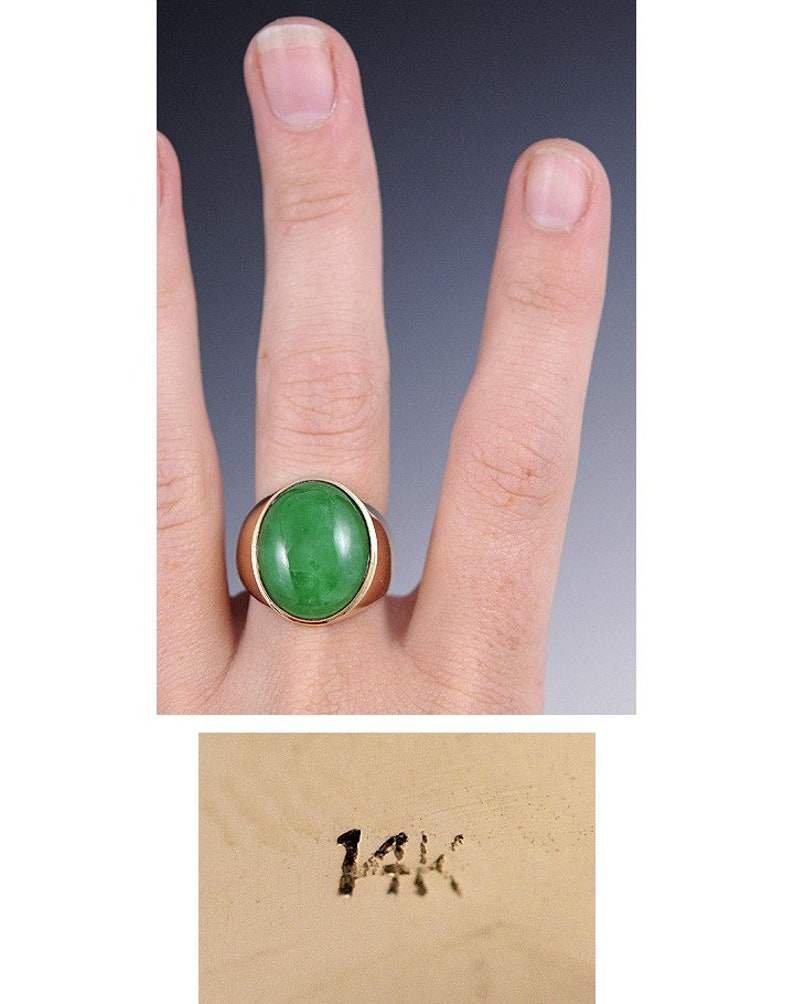 Large Jade Jadeite & 14K Yellow Gold Modern Ring Size 9 - Etsy